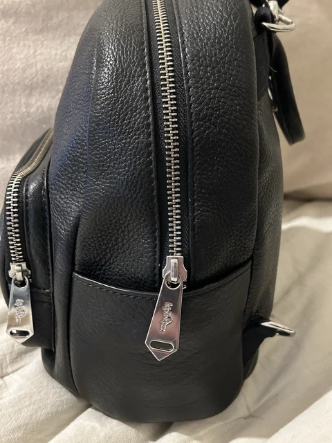 KIPLING BLACK LEATHER small Multiway Backpack crossbody bag with Monkey ...