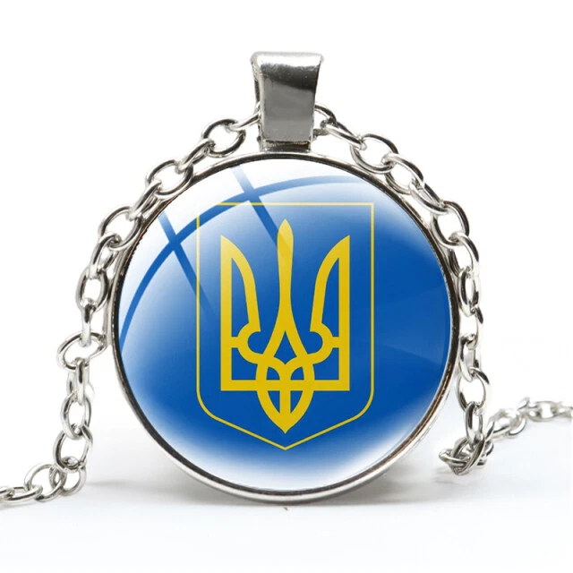 UKRAINE FLAGGE, WAPPEN Ukrainische Symbol W/Top Silber Kette Anhänger Halskette £7.60 - PicClick UK