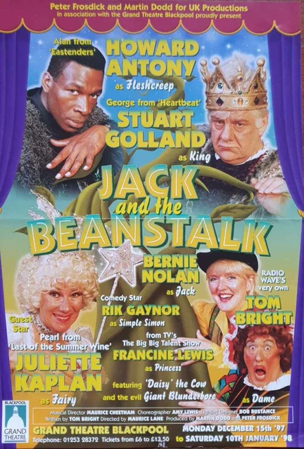 JACK AND THE Beanstalk flyer Howard Antony Stuart Golland Bernie Nolan ...