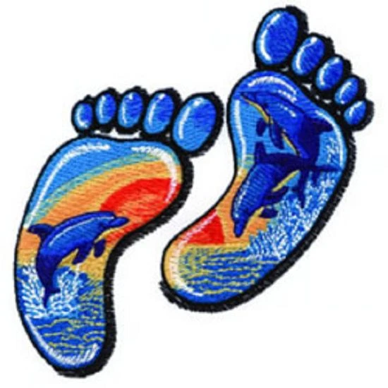 DOLPHIN FOOTPRINT beach fun SCENE SET OF 2 HAND TOWEL EMBROIDERED BY ...