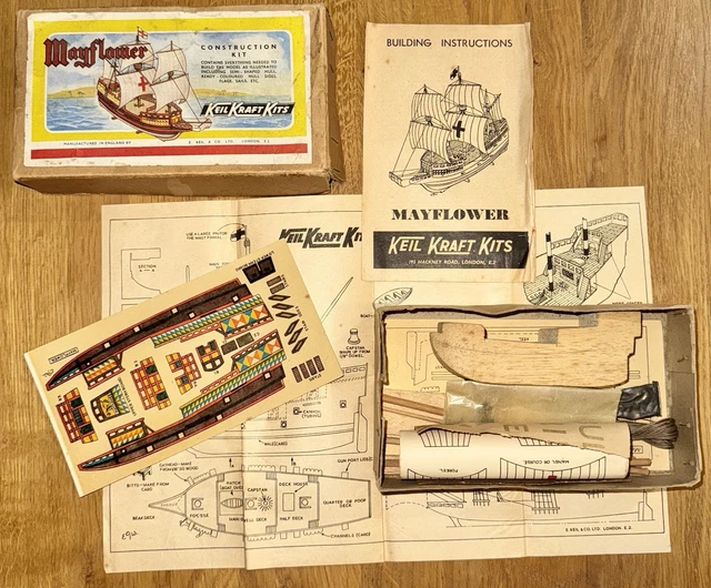 RARE VINTAGE 1950S/60S KEIL KRAFT BALSA Mayflower Boxed Boat/Ship Model ...
