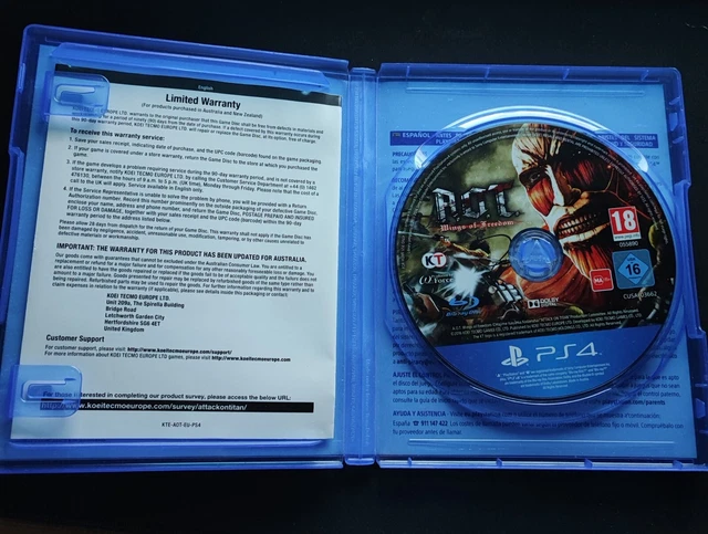 A.O.T. ATTACK ON Titan Wings Of Freedom Playstation 4 AOT PS4 PS5 EUR ...