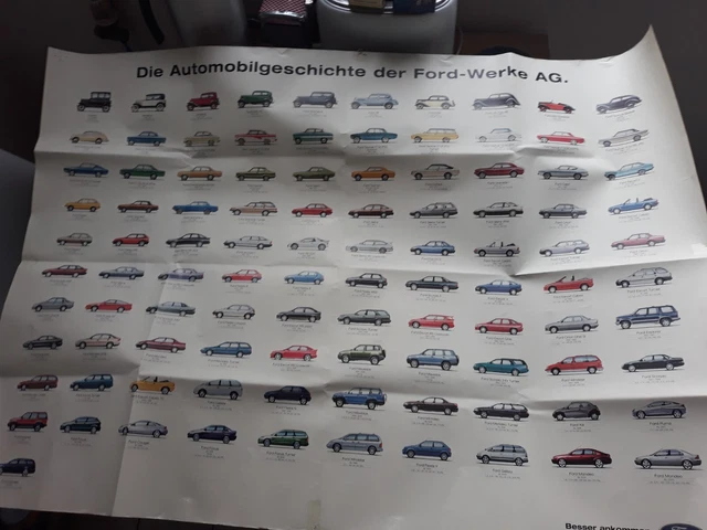 RIESEN POSTER DIE Automobilgeschichte der Ford Werke AG 120x83 cm EUR 1 ...
