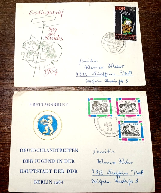 BRIEFMARKEN BRIEF 1964 DDR Sandmännchen Mi 1028 FDC + FDC Mi 1022/24 ...