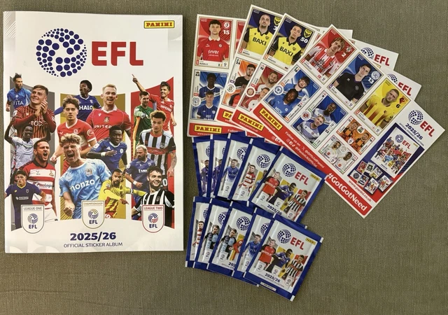 PANINI EFL STICKER Album 2025/26 + Packs - 10 Sealed Packets & 30 Free ...