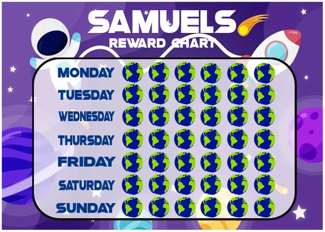 PERSONALISED SPACE THEME Reward Chart Poster and Sticker Stars £3.99 ...