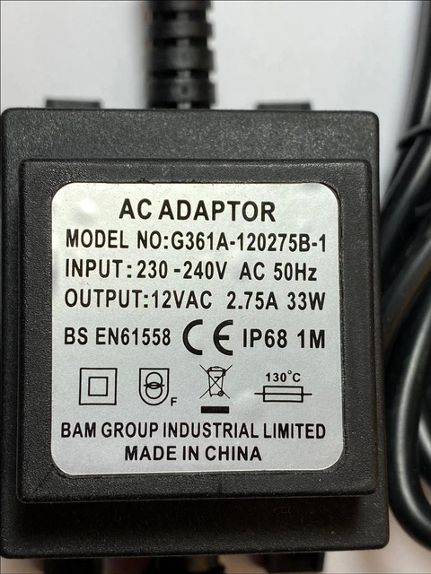 REPLACEMENT FOR 12V ~ 1800mA 21.6VA JEBAO AC/AC Adaptor JBA48V-12-1800U ...