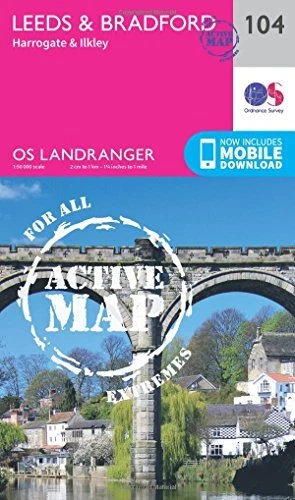 LEEDS BRADFORD Map Weatherproof Harrogate Ilkley Ordnance Survey OS ...