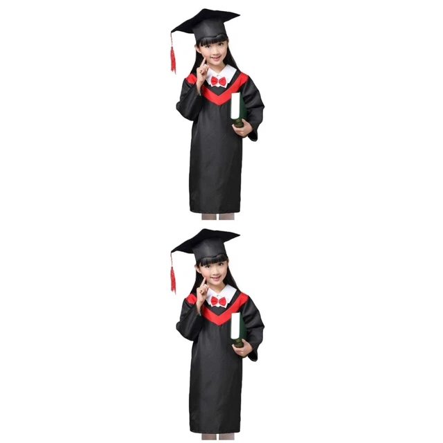 GRADUATION SEASON 2X Black Graduation Gown Graduation Robe Children ...