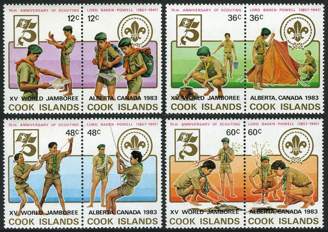 COOK ISLANDS 1983 - Scouts 75 year Anniv - Alberta Canada Jamboree Min ...