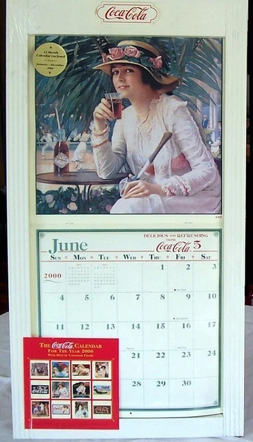 NEW 2000 COCA Cola Calendar With White Wood Frame Nos £23.93 - PicClick UK