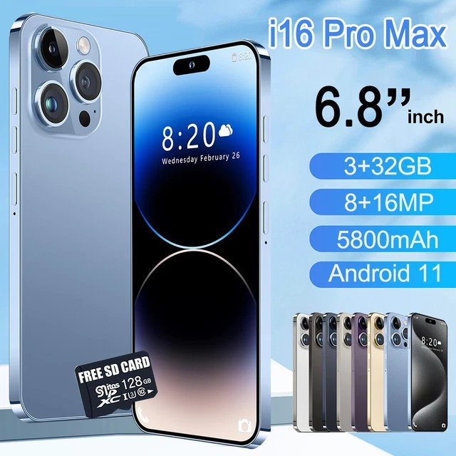 SMARTPHONE I16 PRO Max 4G LTE débloqué Android 32 Go double SIM 6,8 ...