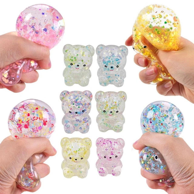 GLITTER BEAR (1 Bears Assorted) Small Cute Animal Fidget Toys for Kids ...