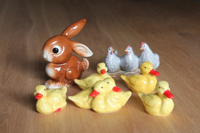 GOEBEL FIGUREN OSTERN Entenküken Hühner Hase, 7 Figuren, 1972 EUR 25,51 ...