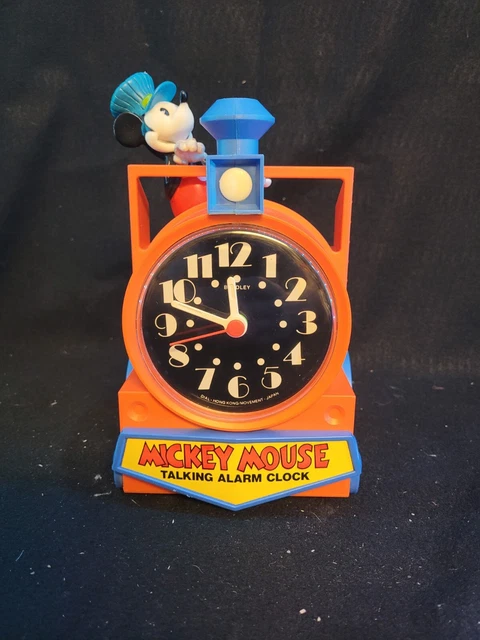 VINTAGE BRADLEY WIND Up Mickey Mouse Train Conductor Alarm Clock. As Is ...