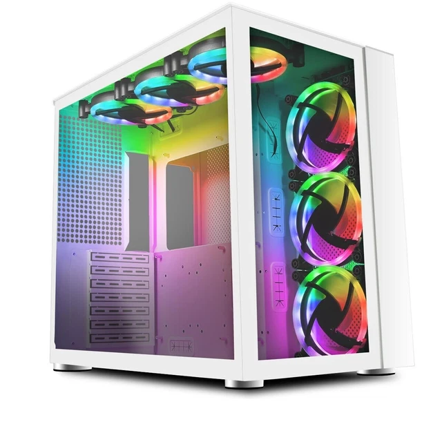 GAMEMAX INFINITY MID-TOWER ATX PC White Gaming PC Case With Tempered ...