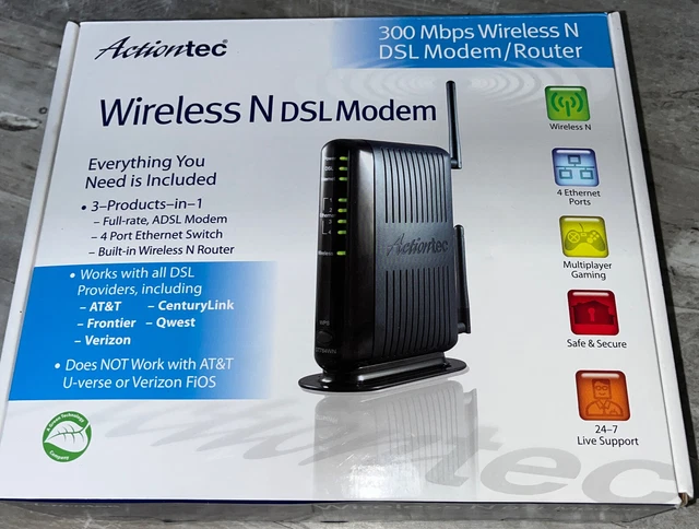 ACTIONTEC GT784WN WIRELESS N DSL Modem Router Built-in Wi-Fi- Missing ...