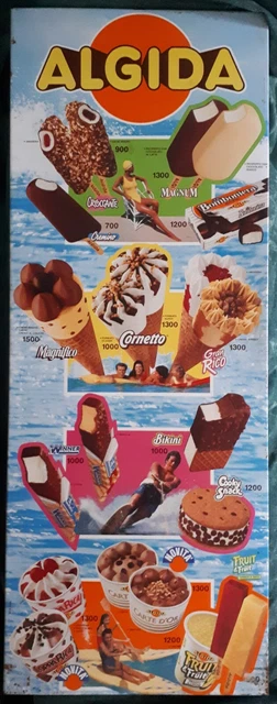TABELLA CARTELLO Listino Gelati Algida Anni '80 EUR 130,00 - PicClick IT