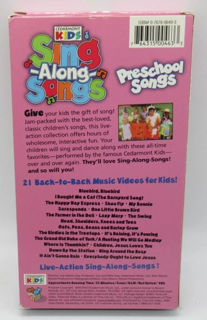 CEDARMONT KIDS - Sing-Along-Songs: Preschool Songs Vhs Video, 21 Music ...