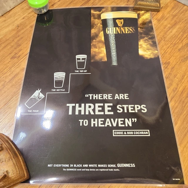 GUINNESS LAMINATED PUB Poster - "There Are Three Steps to Heaven" 60cm ...