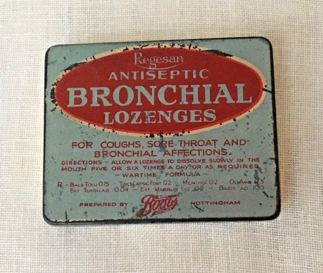 VINTAGE 1940S ? Regesan Antiseptic Bronchial Lozenges Tin - Boots ...