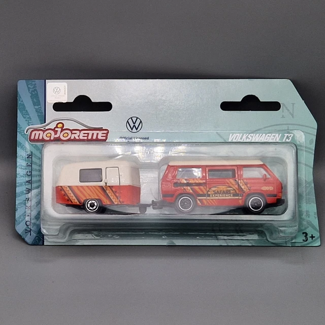 MAJORETTE VW T3 Campervan & Caravan Diecast Model Car Set 1:62 New In ...