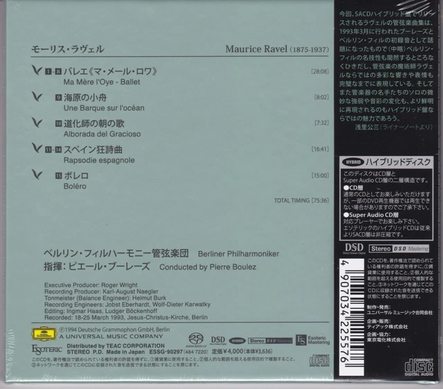 RAVEL BOLERO, MA Mère l’Oye ESOTERIC SACD ESSG-90297 Pierre Boulez ...