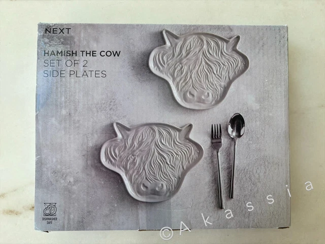 NEXT SET OF 2 Grey Hamish The Highland Cow Side Plates. £17.00 ...