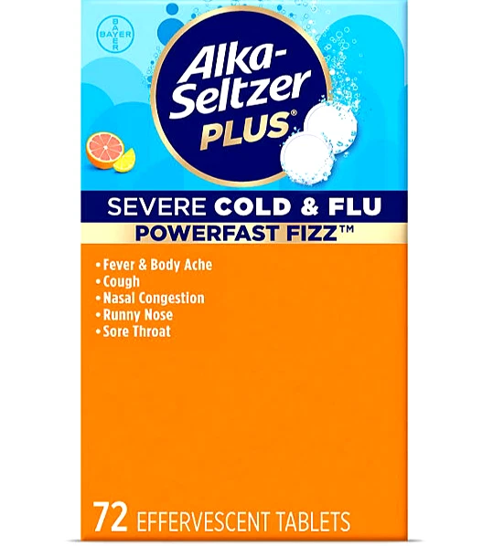 ALKA-SELTZER PLUS SEVERE Cold and Flu Effervescent Tablets, Citrus *72 ...