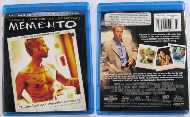 MEMENTO CHRISTOPHER NOLAN Lionsgate Us Region A Bluray Special Edition ...