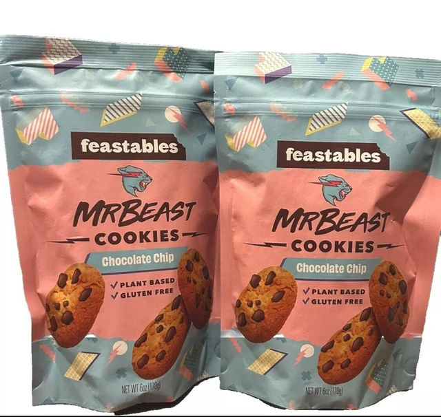 MR BEAST FEASTABLES CHOCOLATE CHIP Plant Based Cookies 6 oz Packet Lot ...