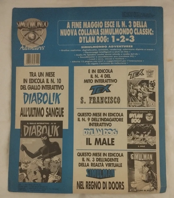 SIMULMONDO ADVENTURES GIOCO Pc-Ibm-Amiga Diabolik N° 9 1993 Blisterato ...