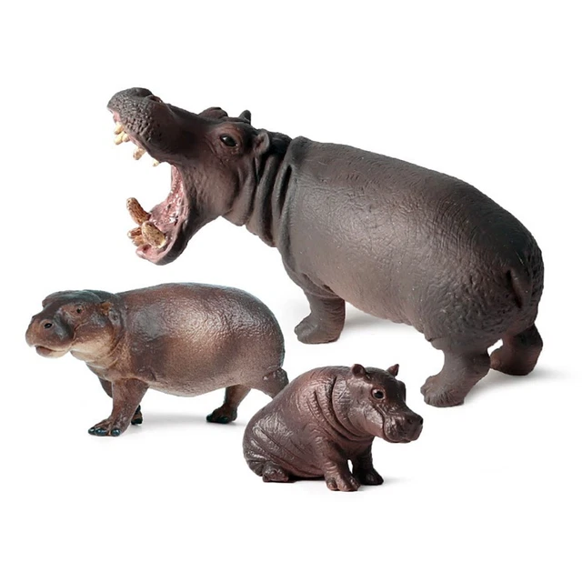 TOY HIPPOPOTAMUS MODEL Zoo Scenes Simulation Wildlife Lifelike Hippo ...