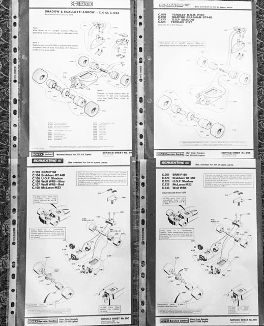 SCALEXTRIC 1970S SERVICE sheets x 4, Collectors quality. £4.99 ...