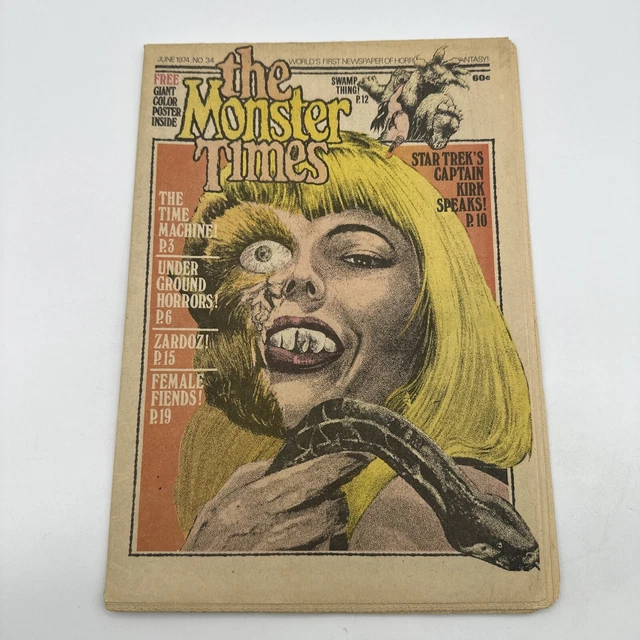 THE MONSTER TIMES Magazine Newspaper Vol. #1 Issue #34 JUN 1974 Time ...