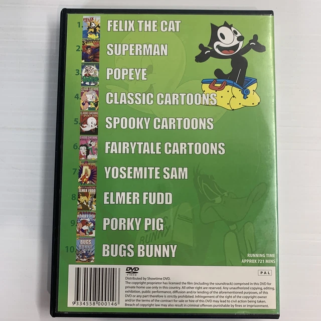 10 CARTOON CLASSIC Movies Popeye/Bugs Bunny/Porky Pig (DVD, 4 Disc-Set ...
