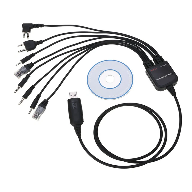 8 IN 1 USB Programming Cable & Driver CD For Baofeng Motorola Kenwood ...
