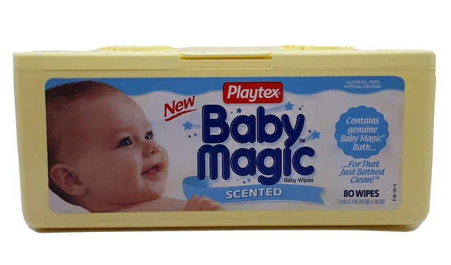 VINTAGE 2000 PLAYTEX Baby Magic Scented EMPTY baby Wipes Container Prop ...