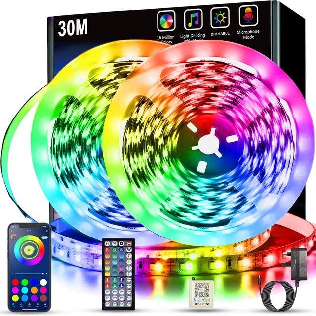 KEEPSMILE LED STRIP Lights 30M2 Rolls of 15M Bluetooth Smart App ...