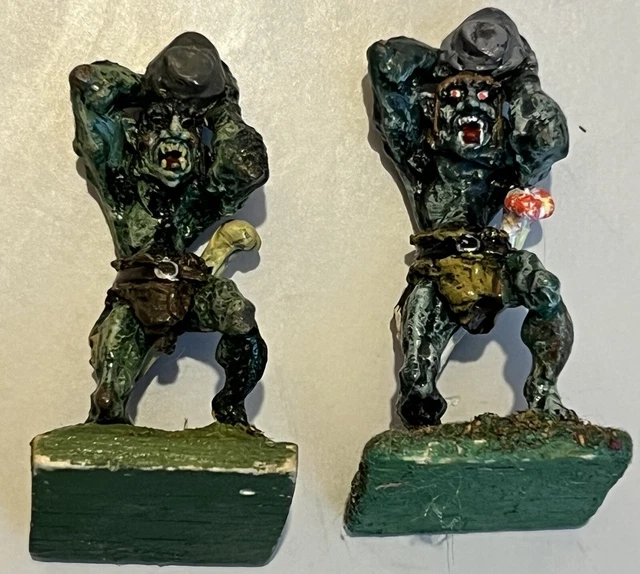 2 X VINTAGE Early Citadel Miniature Troll Hurling Rock with Bone Club ...