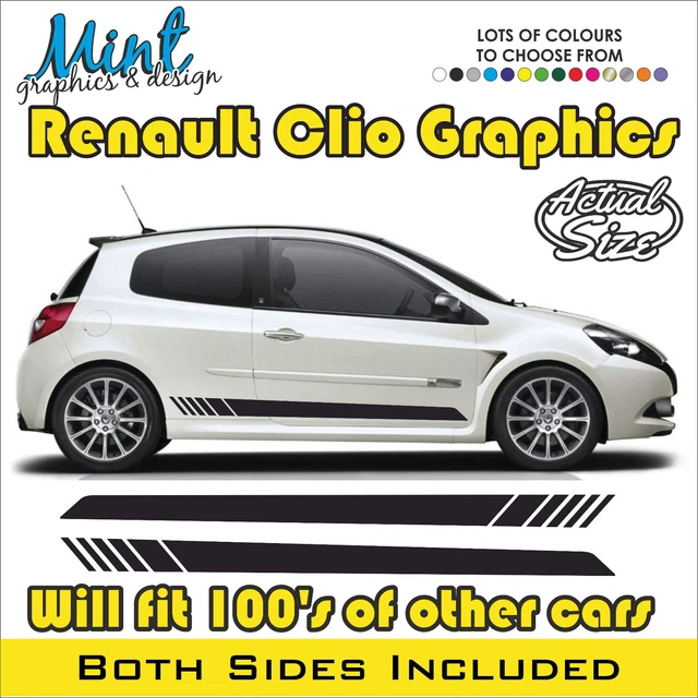 RENAULT CLIO SIDE Stripes RS Cup Decals Stickers Graphics FREE P&P 001 ...