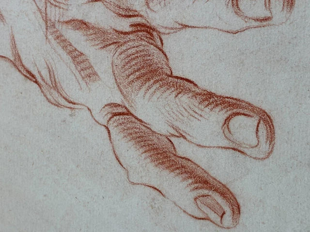 18 C.GERMAN OLDMASTER red chalk watermark laid paper hand drawing ...