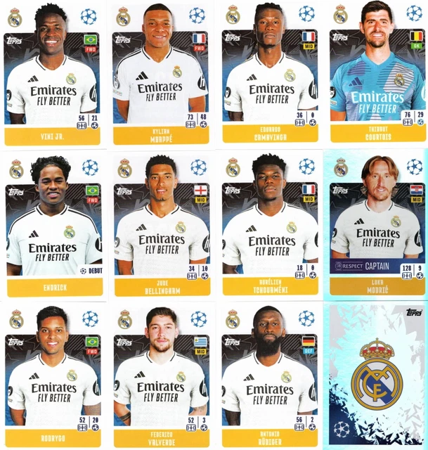 TOPPS UEFA CHAMPIONS League 2024/25 Sticker Alle 12 Team Real Madrid C ...