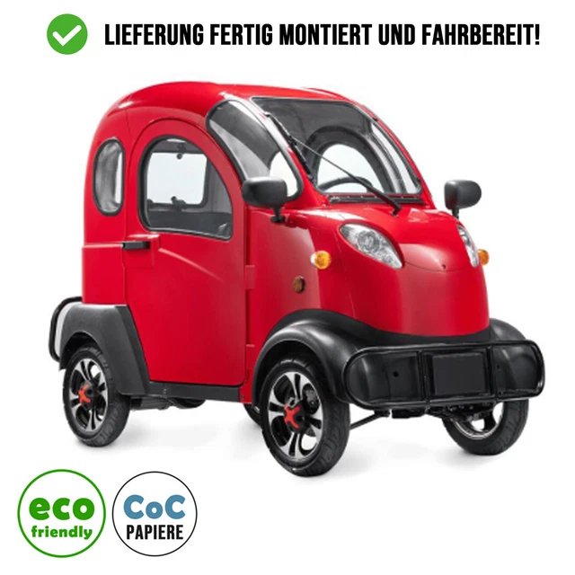 URBAN HOPPER E-CAR Elektro Micro Car Quad Kabinenroller 2 Personen Vmax ...