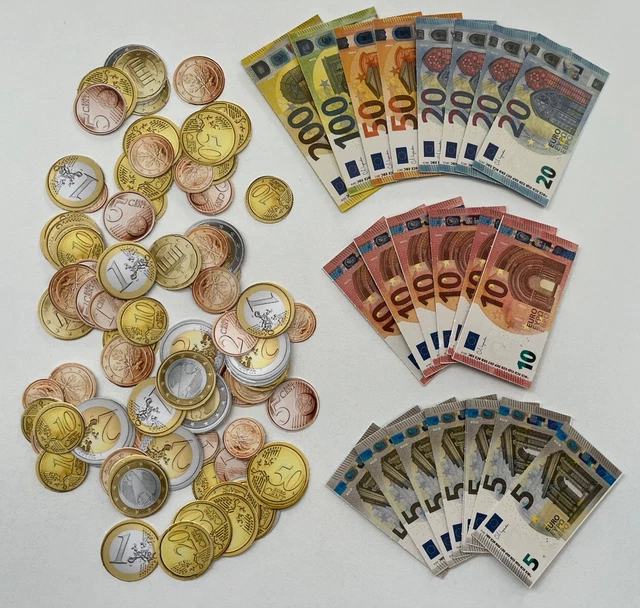 SPIEL-, RECHENGELD, PAPIERGELD, Kaufladen, Euro, Scheine und Münzen EUR ...