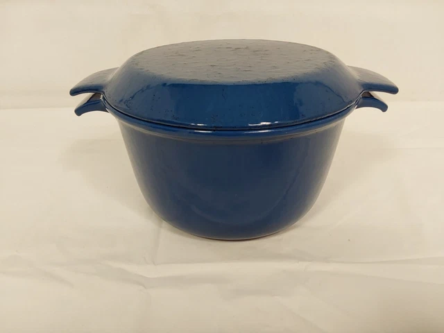 VINTAGE NACCO DENMARK 20E Blue Cast Iron Enamel Casserole Dish Dutch ...