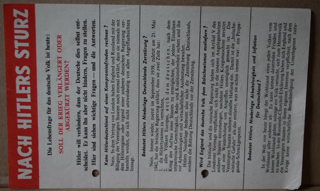 WW2 ORIGINAL RAF aerial air drop leaflet in German NACH HILTER STURZ ...