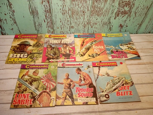 COMMANDO EARLY ISSUE 1966 Comic Books Bundle X7 203 204 206 210 226 237 ...