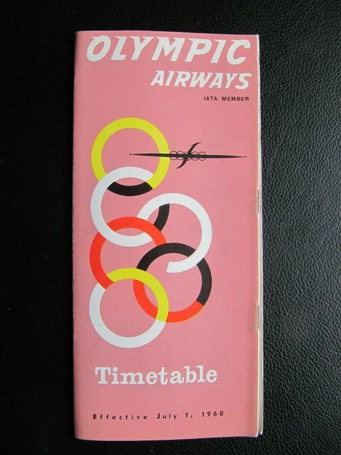 OLYMPIC AIRWAYS INTERNATIONAL timetable eff. 1 July 1960 in great ...