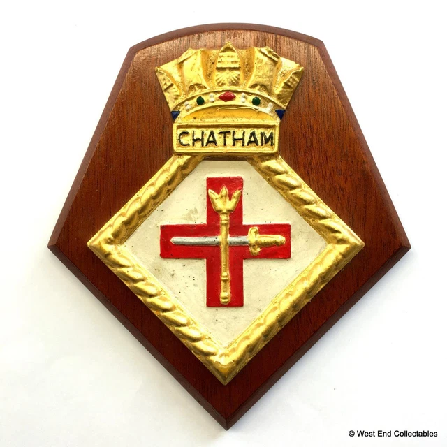 HMS CHATHAM ROYAL British Navy Ship 7" Wall Plaque Shield Ships Crest ...